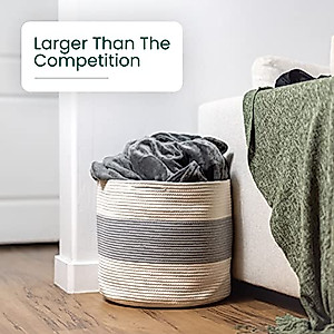 Woven Laundry Basket- Woven Basket Ideal to Use as Closet Organizer, Stuffed Animal Storage, Laundry Hamper- Double Stitched Collapsible Laundry Baskets- Large Basket for Laundry & Storage by Reppit