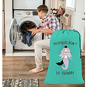 Laundry Bag with Cute Mermaid Pattern, Dirty Clothes Bag for Traveling, Dirty Laundry Travel Bag, Large Laundry Bag, College Laundry Bag, Easy Fit a Laundry Hamper or Basket, Mermaid Gifts for Girls