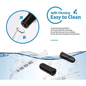 Eye Dropper for Essential Oils, Pipettes Dropper with Black Rubber Head, Calibrated Thick Glass Medicine Dropping Pipettes, 1ml Dropper Measurer, Dropper for Liquids, Straight-Tip, Bent-Tip, 5 Packs