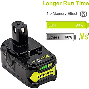 VIRSHX BATT 2Pack 18V 6.0Ah Battery Replacement Compatible with Ryobi 18V Lithium-ion Battery P102 P103 P105 P107 P108 P109 Cordless Tool Battery