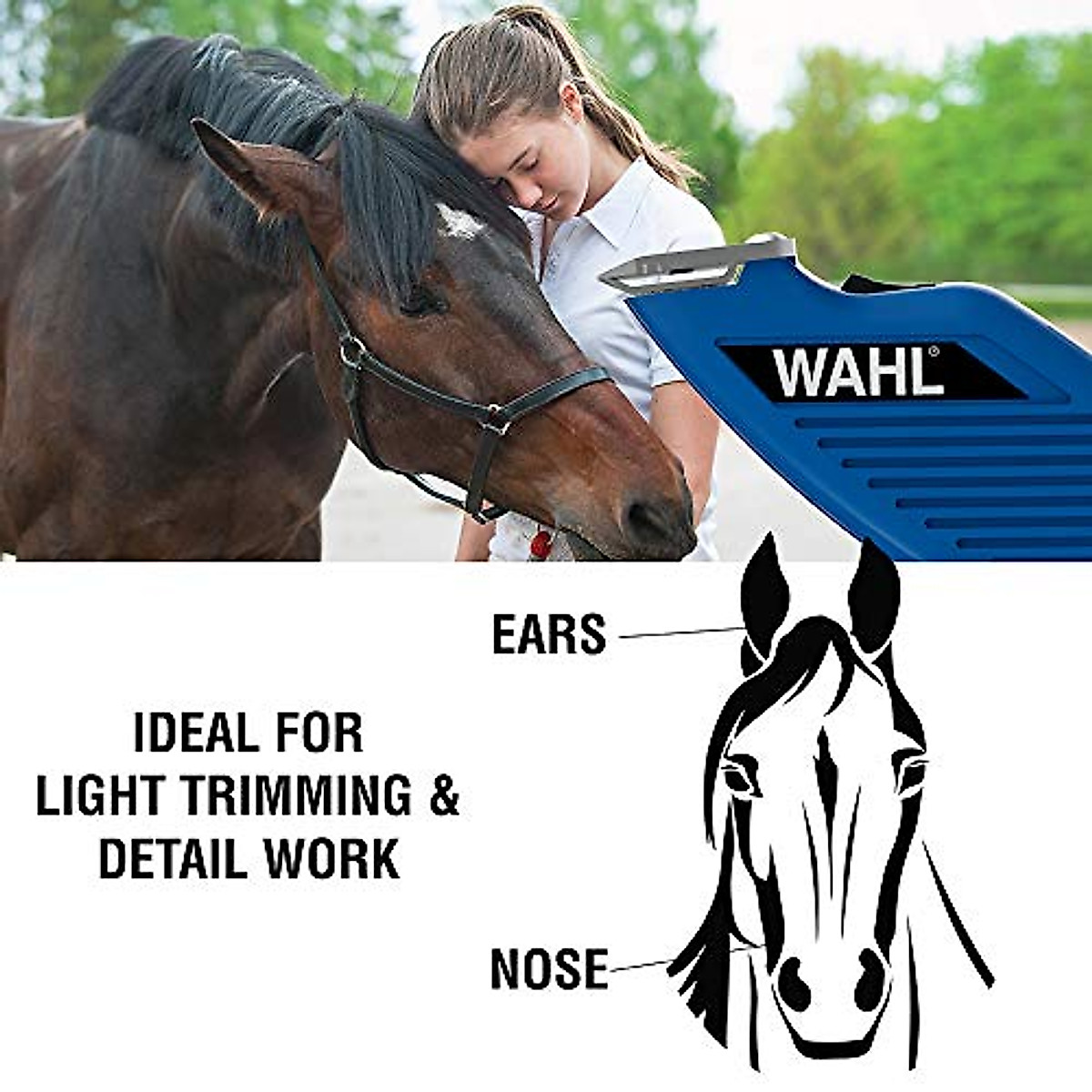 Wahl Professional Animal Pocket Pro Equine Compact Horse Trimmer and Grooming Kit, Blue (#9861-900)