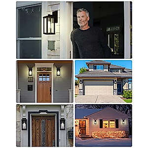 Eietonte Outdoor Wall Sconce, Exterior Wall Lantern Light Fixtures with Clear Glass Shade, Waterproof Wall Porch Lighting, Modern Anti-Rust E26 Socket Wall Mount Lamp for Garage Doorway, 2 Pack