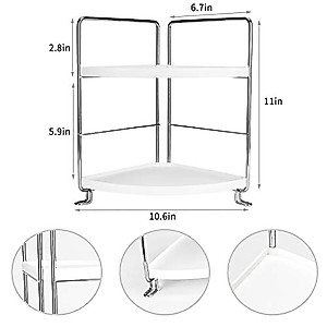 YANBETTER 2-Tier Corner Shelf Bathroom Small Bathroom Shelf Save Space, Easy to Assemble Bathroom Corner Organizer, Vanity Tray Cosmetic & Makeup & Kitchen Storage Silver