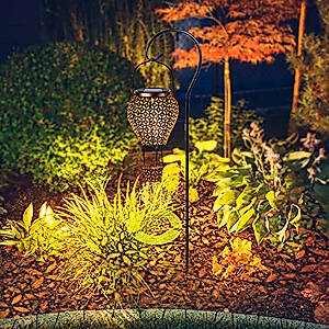 LED Solar Light Hollow Wrought Iron Air Balloon Lawn Stakes Lamp Waterproof Outdoor Landscape Garden Lamp Yard Art for Home Courtyard Decoration