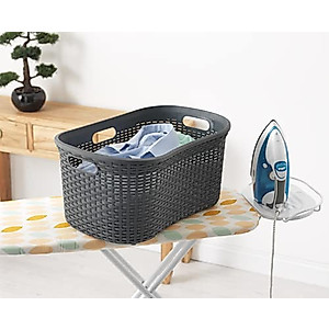 Addis 517994 Faux Rattan Hipster Laundry Basket, Charcoal, 40-Litre