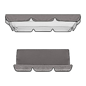 Patio Swing Canopy Replacement 3 Seat Cushion Cover Outdoor Swing Waterproof Cover Swing Protect Cover Replacement for Patio Garden Yard Sun Shade Porch (Gray, 195*125*15 cm)