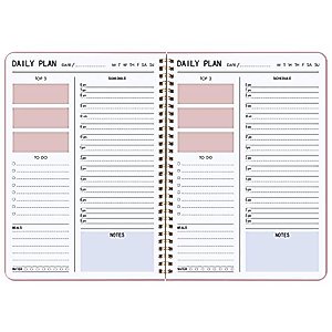 Daily Planner Hourly Schedules Appointment Planner Undated with To-Do List,Meals,Notes 10"X7.3",Flexible Cover ,Twin-Wire Binding