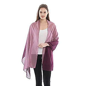 Yeieeo Muslim Women's Gradient Scarf for Hijab Ombre Chiffon Head Wrap Travel Sunscreen Beach Cover Wrap Scarves (Purple)