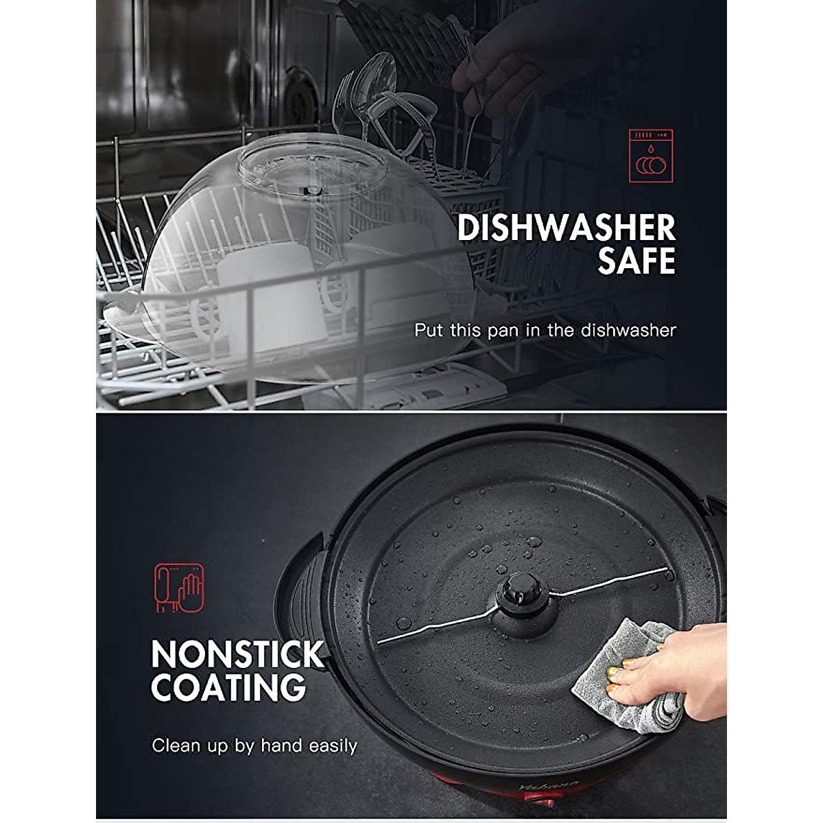 Popcorn Machine, 6-Quart Popcorn Popper maker, Nonstick Plate, Electric Stirring with Quick-Heat Technology, Cool Touch Handles (Red&Black)