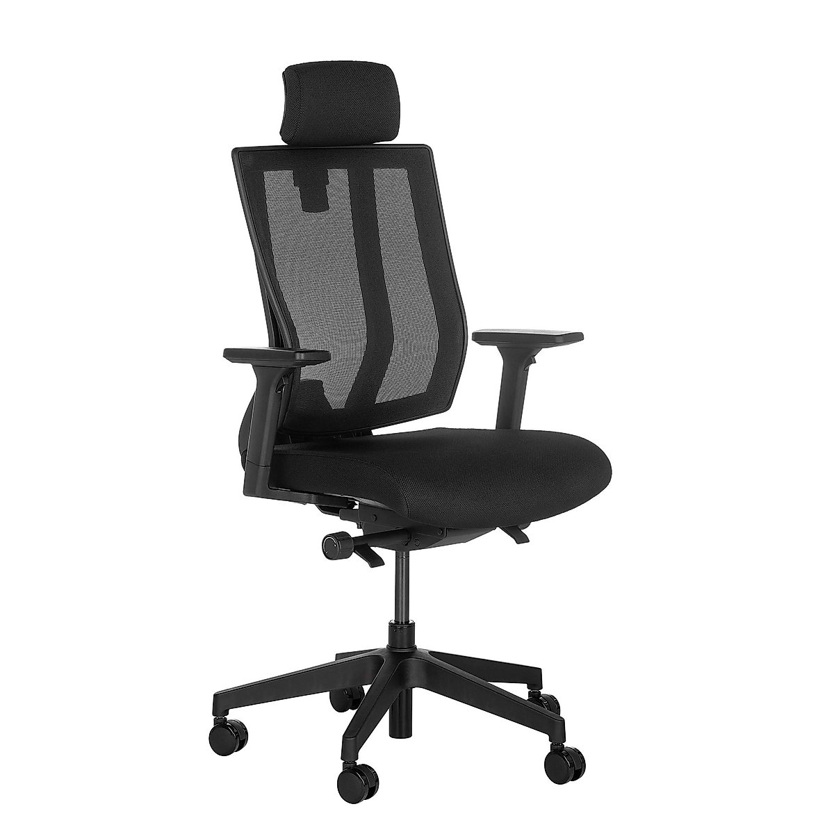 Vari Task Chair with Headrest (VariDesk) - Adjustable Height Computer Chair With Armrests & Casters - Breathable Mesh Desk Chair w/Maximum Lumbar Support - Easy Assembly Ergonomic Office Chair (Black)