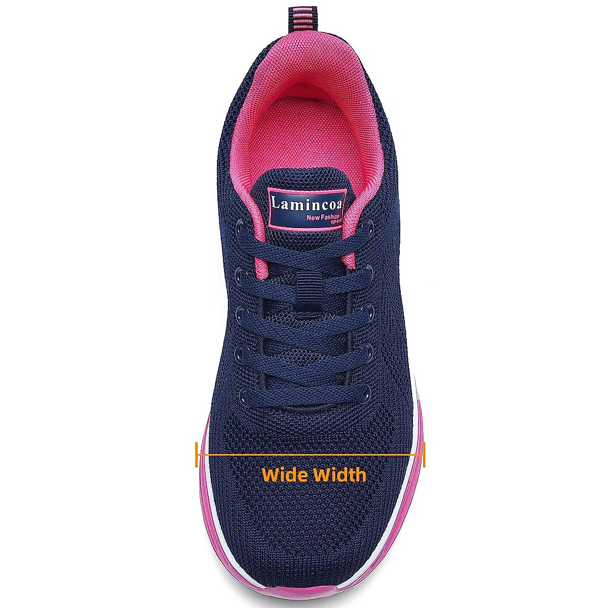 Wide Width Womens Sneakers Air Cushion Running Shoes Walking Tennis Shoes for Women Blue-Rose