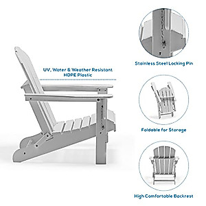 WestinTrends Outdoor Adirondack Chairs Set of 2, Plastic Fire Pit Chair, Weather Resistant Folding Patio Lawn Chair for Outside Deck Garden Backyardf Balcony, Black