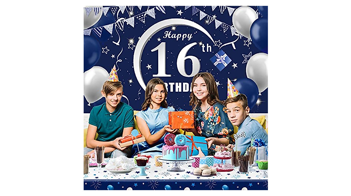 Navy Blue 16th Birthday Decorations for Boys and Girls