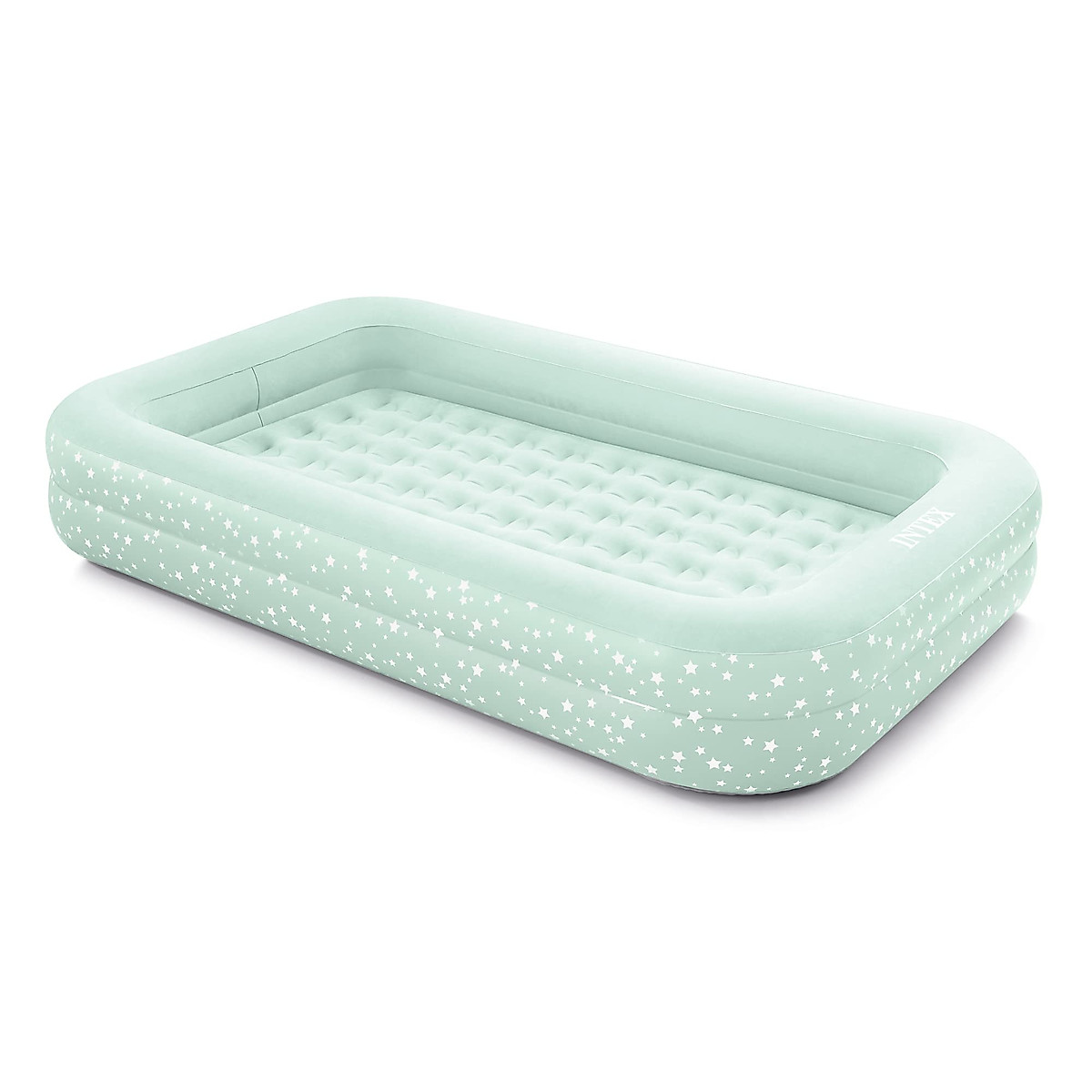 Intex Kids Travel Air Mattress Inflatable Bed Set with Raised Sides and 120V Electric Quick Fill Air Pump with 3 Interconnected Nozzles