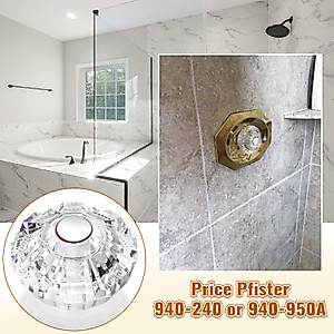 Single Shower Faucet Handle Replacement for Price Pfister Style Avante Series 940-240 or 940-950a, Clear Acrylic Shower Knob Replacement use for Bathroom Sink (940-950A)