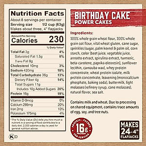 Kodiak Cakes Power Cakes - Protein Pancake Mix & Waffle Mix - 100% Whole Grain- Birthday Cake Flavor (Pack of 6)
