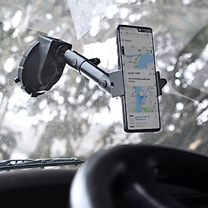 Bracketron HD Phone Dock PRO Dash and Window Metal Clamp Mount, Phone Holder for Car, Universal Phone Mount for Phones up to 3.5 Inches Wide