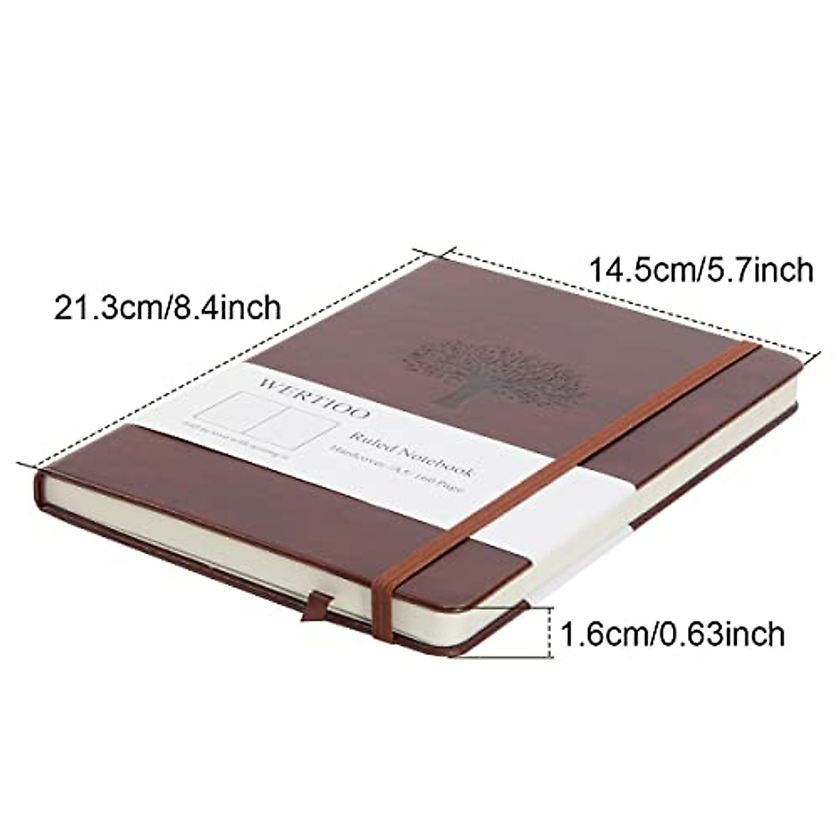 Ruled Journals Notebooks,WERTIOO Leather Diary Hardcover Classic Writing Notebook A5 160 Pages 100 gsm Thick Paper Business Gift for Men Women