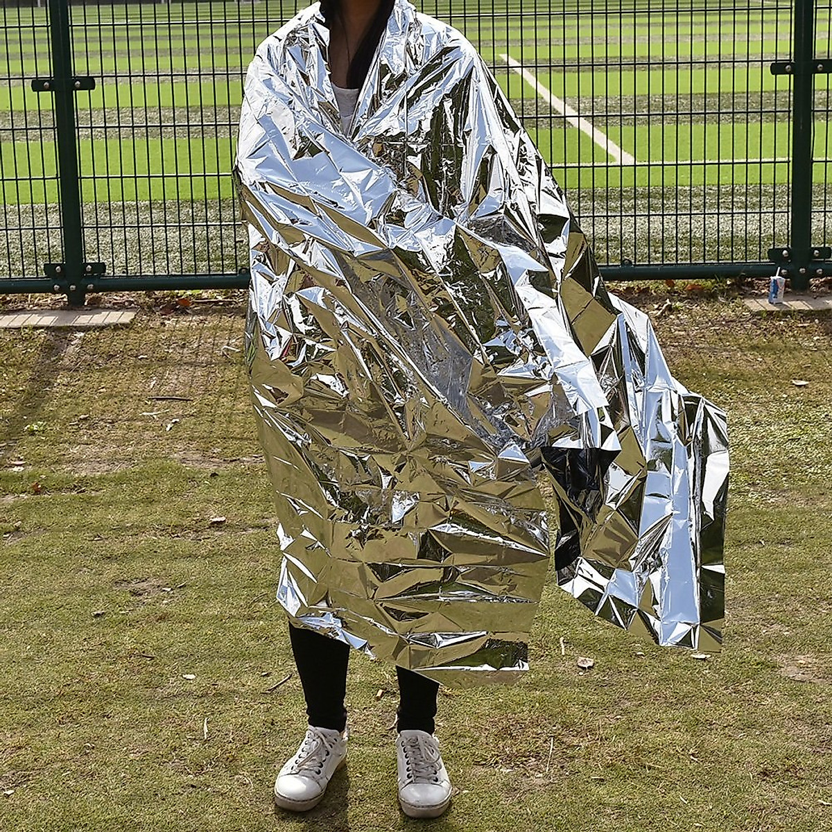 Leberna Emergency Blanket Survival Gear | Foil Mylar Thermal Blankets 63" x 87" inches (Pack of 10) | Big Double Sided Escape Tact Bivvy, | for NASA, Outdoors, Hiking, Space, Marathons First Aid Kit