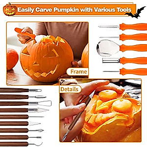 35 PCS Halloween Pumpkin Carving Kit, Professional Pumpkin Carving Tools Set with Stencils Candles Carrying Bag, Pumpkin Carving Knife for Kids Adults Sculpting Jack-O-Lanterns Halloween Decoration