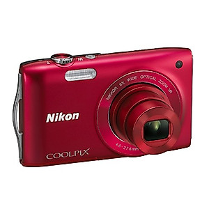 Nikon COOLPIX S3300 16 MP Digital Camera with 6x Zoom NIKKOR Glass Lens and 2.7-inch LCD (Red)