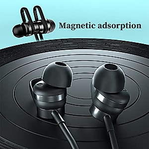 Earbuds Wired Super Bass in-Ear 3.5mm Plug Sports Headphones with Ear Hook,Soft Ear Buds Noise Isolation high Fidelity Stereo Magnetic 3.5 Jack Wired Earphones with Microphone for Running Fitness