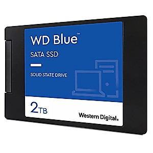 Western Digital 2TB WD Blue 3D NAND Internal PC SSD - SATA III 6 Gb/s, 2.5"/7mm, Up to 560 MB/s - WDS200T2B0A, Solid State Hard Drive
