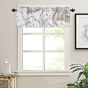 Crystal Emotion Window Curtains Vanlance Rod Pocket Curtain Drapery for Living Room Kitchen Bathroom, Wild Marble, Soft&Washable Small Window Treatment Valances, Abstract, 1 Panel, 54x18inch