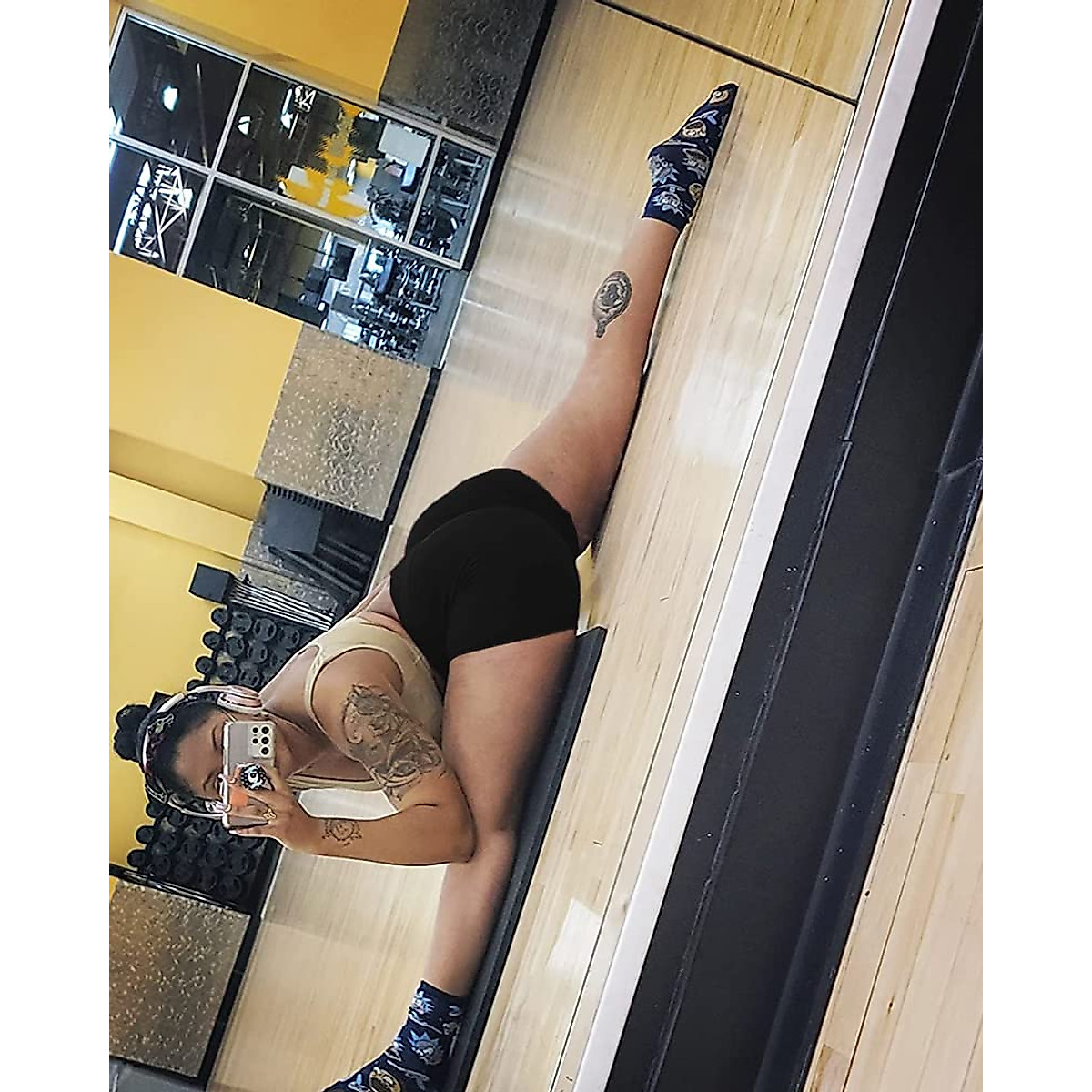 Aurgelmir Women's Workout Shorts High Waist Booty Gym Yoga Pants Butt Lifting Sports Leggings Basic Biker Shorts (Black,Small)