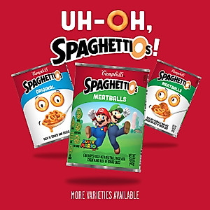 SpaghettiOs Super Mario Bros Canned Pasta with Meatballs, 15.6 oz Can (Pack of 12)