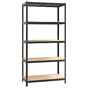 vidaXL 2X 5-Layer Heavy-Duty Shelves Industrial Shelving Workshop Storage Rack Warehouse Corner Shelf Unit Gray Steel and Engineered Wood