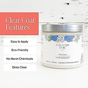 Clear Coat (4oz) - Eco-Friendly Clear Satin Sheen Top Coat for Chalk Style Wood Furniture Paint, Non-Yellowing Waterproof Finish, Easy Application
