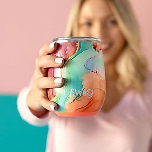Swig Life 14oz Stemless Wine Cup, Insulated Wine Tumbler with Lid, Stainless Steel Travel Tumbler (Dreamsicle)