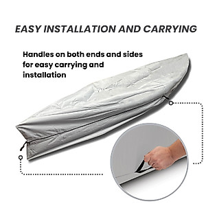 EliteShield Canoe Cover Kayak Cover; Waterproof UV Resistant Marine Grade Polyester Canoe Kayak Boat Storage Cover fits 15 ft-16 ft Long, 116 Inches Girth Gray Color