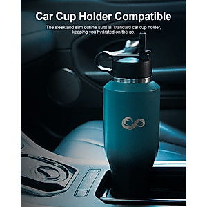 INSPI 40oz Insulated Water Bottle Fits in Car Cup Holders, Stainless Steel Water Bottle Tumbler with Straw Spout Lid & Stickers, Double Wall Travel Flask Keep Cold for 24 Hrs, Hot for 12 Hrs, Indigo