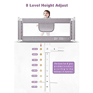 Bed Rails for Toddlers, Extra Long Kids' Bed Rails Guard, Full Size Baby Bedrail for Children, Infants Safety Guardrail (Gray, 70" L x 30” H)