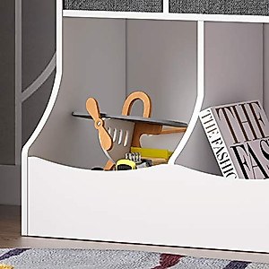 UTEX Toy Storage Organizer with Bookcase, Kid’s Bin Storage Unit with 8 Compartments &3 Baskets Bins, Toys Box Organizer, Kid’s Multi Shelf Cubby for Books,Toys,White