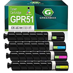 GREENBOX Remanufactured GPR51 High Yield Toner Cartridge Replacement for GPR-51 GPR51 8516B003AA 8517B003AA 8518B003AA 8519B003AA for ImageRunner Advance C250 C250if C350 C350if Printer (4Pack)