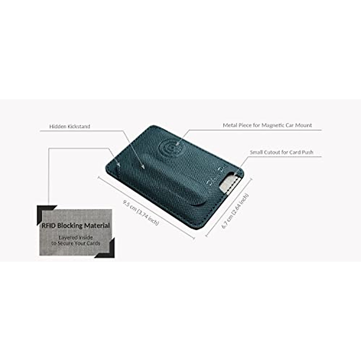 Phone Wallet Stick On Made of Imitation Leather with Stand and RFID Blocking Ideal Phone Card Holder for Credit Cards and ID Card Compatible with Most Smartphones (Green)