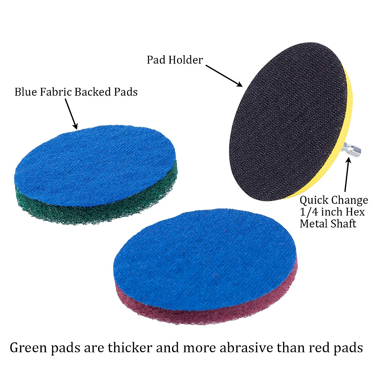 Kichwit 4 Inch Drill Power Brush Tile Scrubber Scouring Pads Cleaning Kit, Includes Attachment, Heavy Duty Household Cleaning Tool (Drill NOT Included)