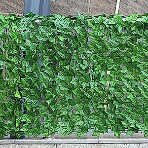 LoyisViDion Artificial Ivy Telescopic Privacy Fence Screen, 19.7x19.7in Artificial Hedges Fence and Faux Ivy Vine Leaf Decoration for Outdoor Decor, Garden (19.7x19.7in)