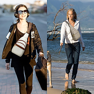 WOOMADA Sling Bag Crossbody Vegan Leather Fanny Packs for Women Fashionable Chest Bag for Travel(brown)