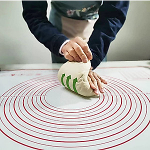 silicone pastry mat non stick baking mat with measurement fondant mat with three sizes for silicone baking mat, counter mat, dough rolling mat,fondant/pie crust mat. (l, Red)