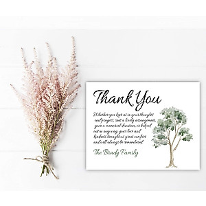 Sympathy Acknowledgement Cards, Funeral Thank You and Bereavement Notes Personalized with Envelopes