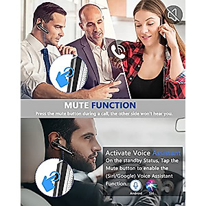 TIANLI Bluetooth Headset V5.0, Bluetooth Earpiece with CVC8.0 Active Noise Canceling Dual Microphones for Computer and Cell Phone, Hands-Free Bluetooth Earphone for Driving/Office/Business, Black