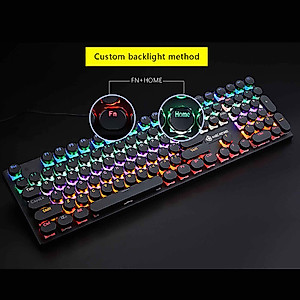 Round Keycap Retro Mechanical Keyboard 108-Key Internet Cafe Gaming Computer Keyboard, Full-Key Conflict-Free, Suitable for PC, Computer and Laptop
