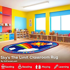 KidCarpet.com Sky's The Limit Classroom Rug 7'6" x 12' Oval Kid Educational Learning Rug for School Classroom, Kids Play Rug for Learning Numbers, Colors & Alphabets Area Rug for Kids