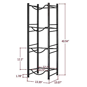 4-Tier Water Bottle Holder Cooler Jug Rack Organizer, 5 Gallon Water Bottle Stackable Storage Shelves Detachable Water Dispenser Stainless Steel Rack Easy Assemble for Kitchen Drawing Room, Black