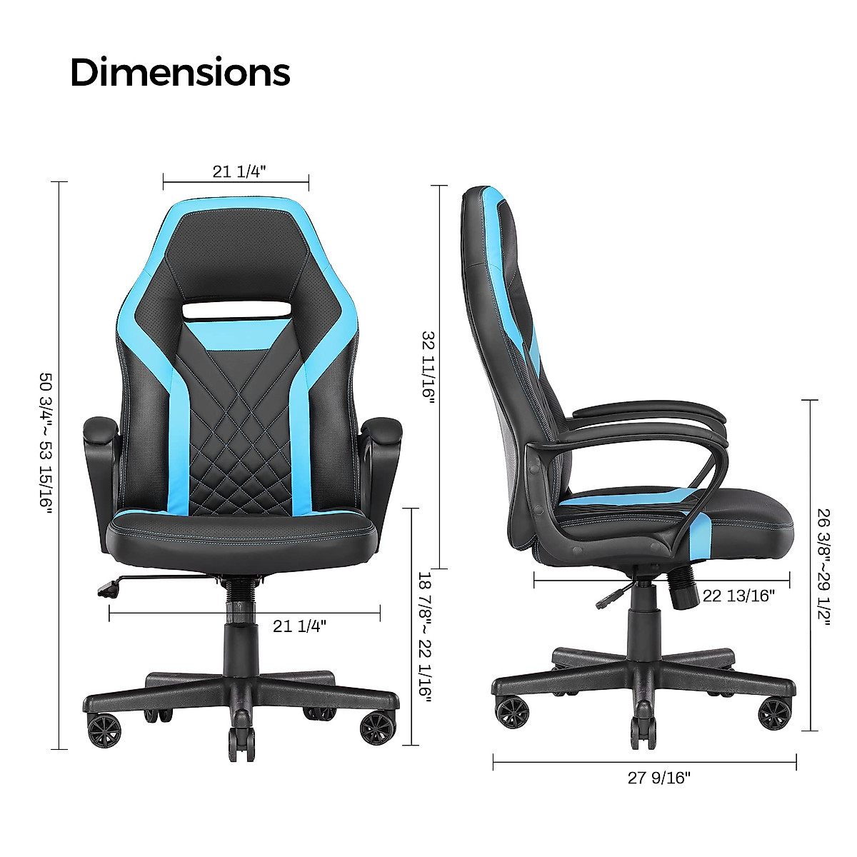 EUREKA ERGONOMIC Computer Gaming Chair, Game Chair Computer Desk Chair with Headrest,Lumbar Support Height Adjustable, E-Sports Sillas Gamer Chairs for Adults, Blue
