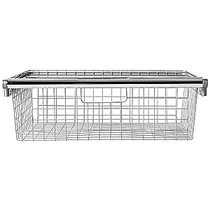 Rubbermaid Configurations Deluxe Custom Closet Kit, 3- to 6-Foot, Titanium, FG3H8800TITNM & 3J05 Configurations Sliding Wire Basket, Titanium(FG3J0501TITNM)